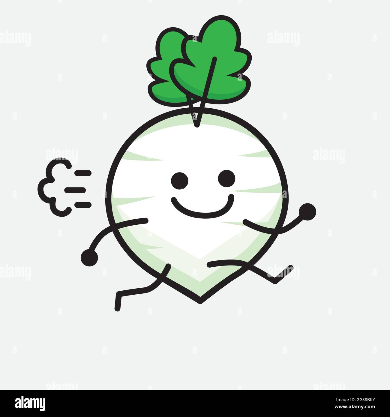 Vector Illustration of White Radish Character with cute face and simple ...