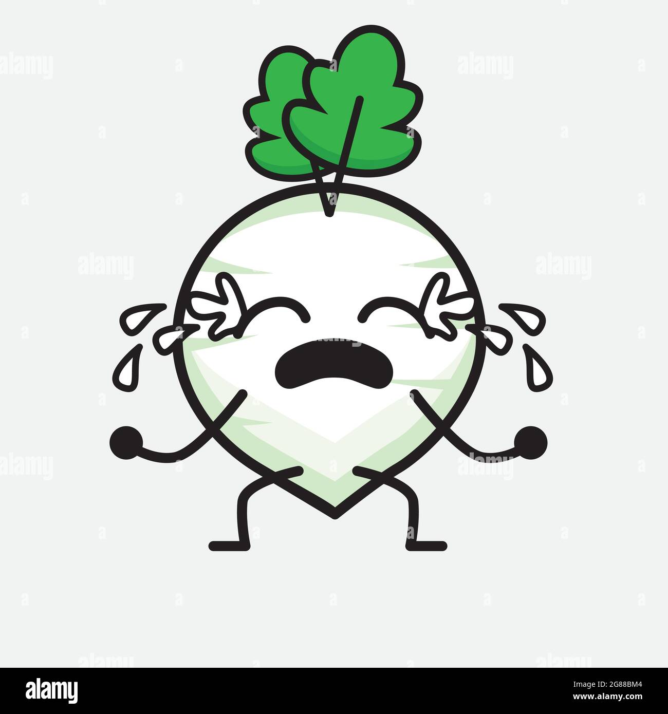 Vector Illustration of White Radish Character with cute face and simple ...