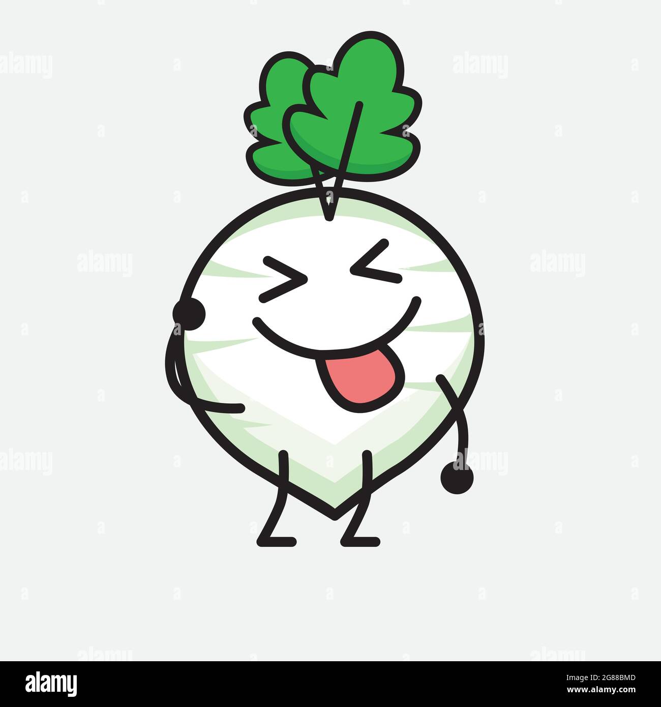 Vector Illustration of White Radish Character with cute face and simple ...