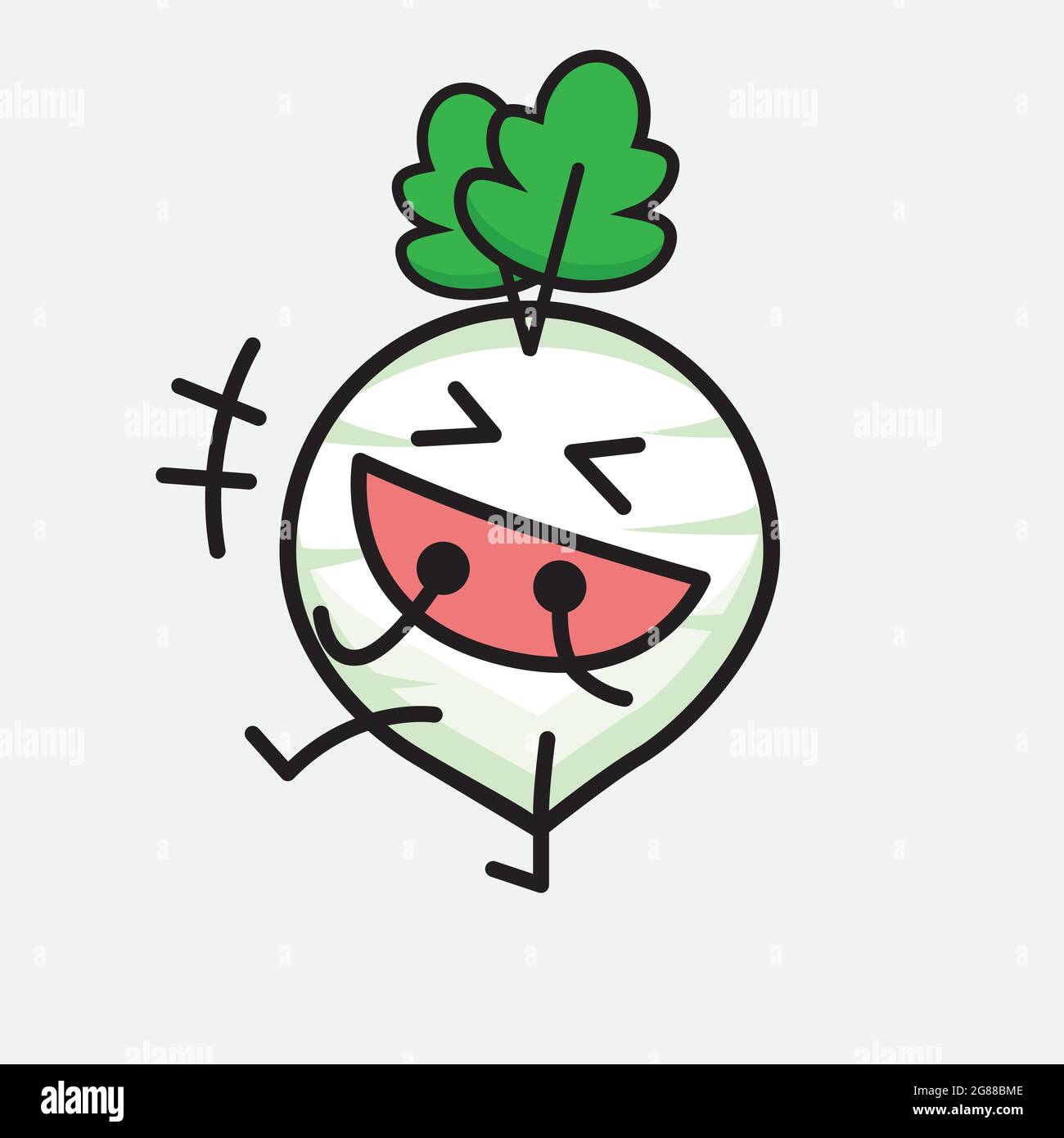 Vector Illustration of White Radish Character with cute face and simple ...
