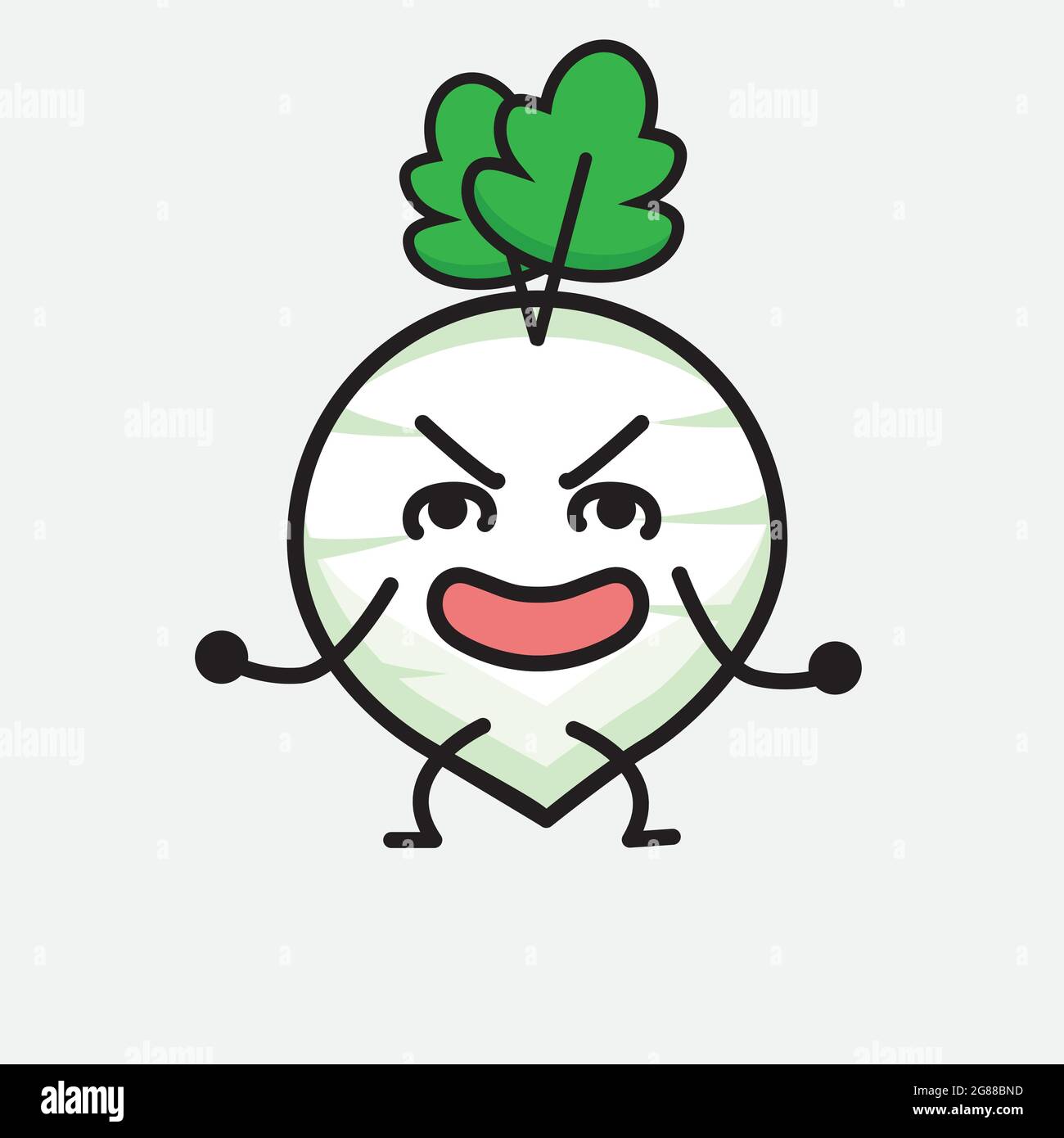 Vector Illustration of White Radish Character with cute face and simple ...