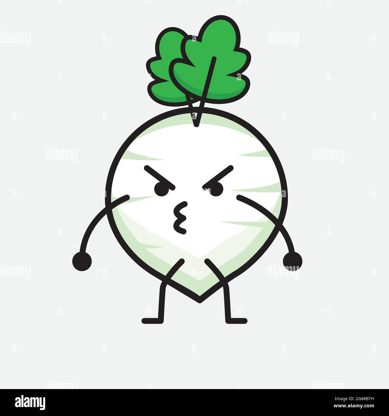 Vector Illustration of White Radish Character with cute face and simple ...