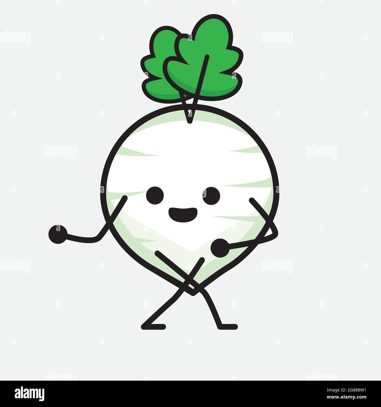 Vector Illustration of White Radish Character with cute face and simple ...