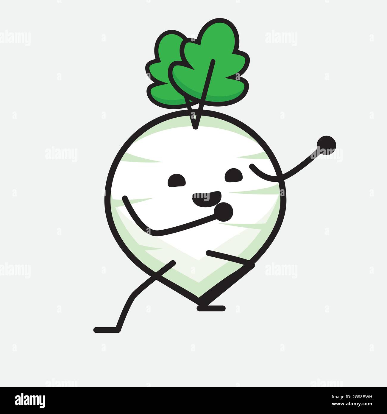 Vector Illustration of White Radish Character with cute face and simple ...