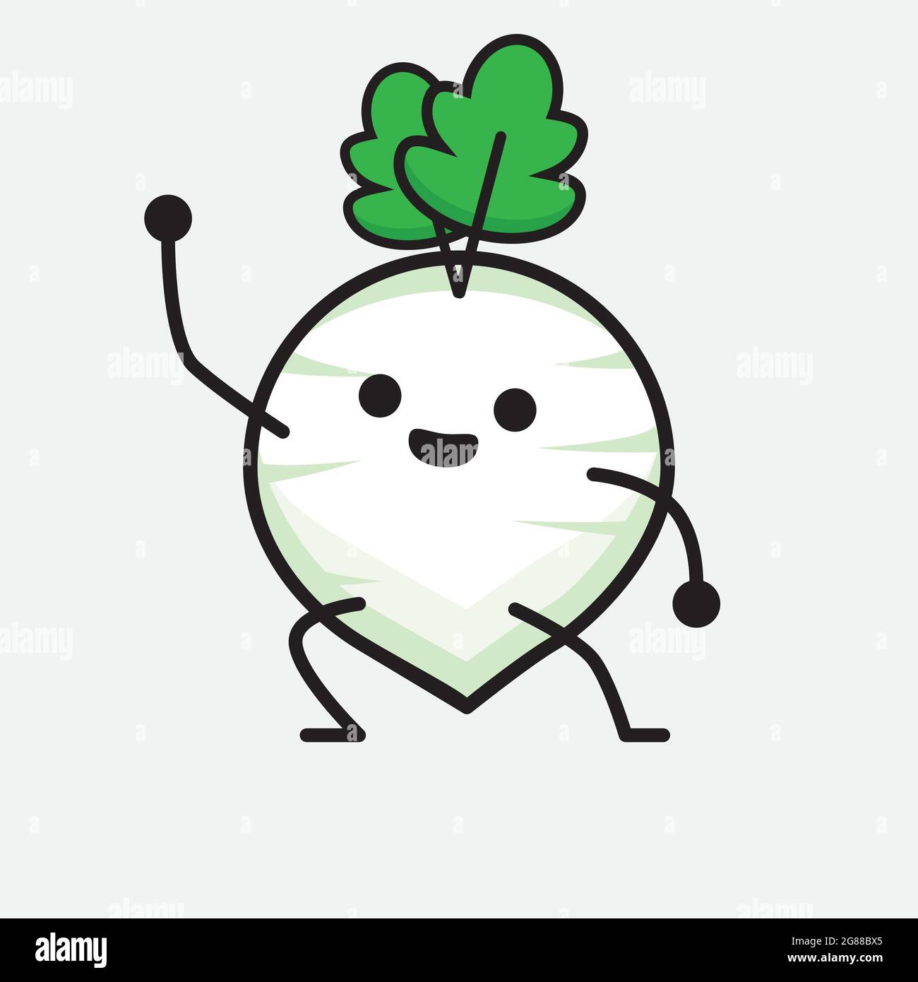 Vector Illustration of White Radish Character with cute face and simple ...