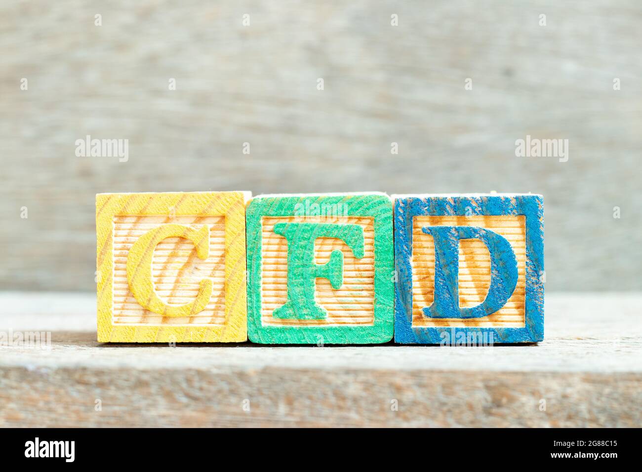 Color alphabet letter block in word CFD (Abbreviation of Contract for ...