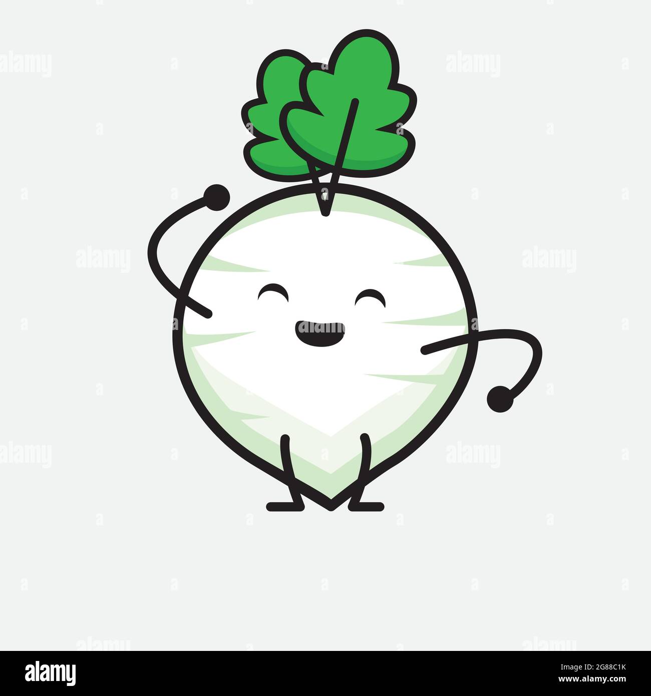 Vector Illustration of White Radish Character with cute face and simple ...