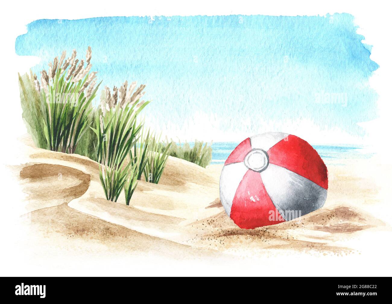 Beach Inflatable Color Ball on the sand on the background of the ...