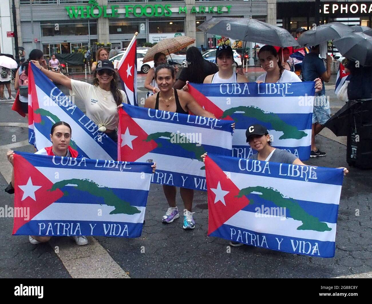 New York, New York, USA. 17th July, 2021. Anti- Cuba March and Rally in ...