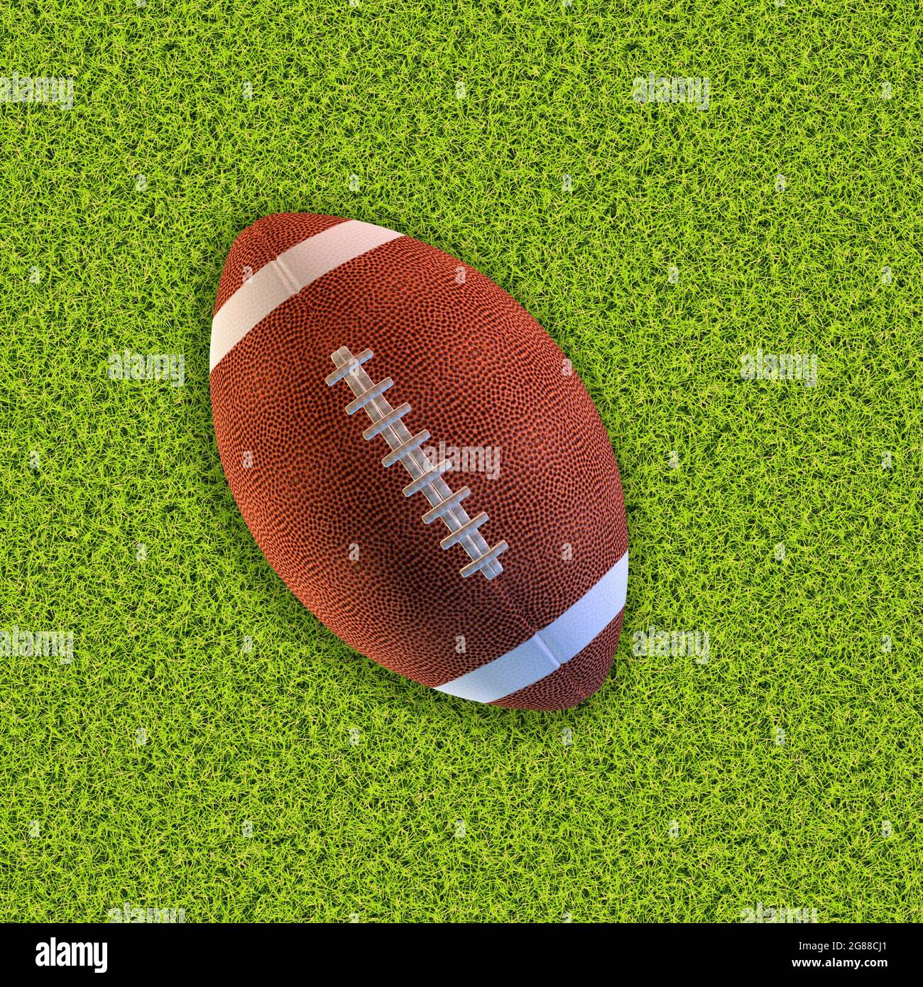 Digitally rendered rugby ball on the green grass background Stock Photo ...
