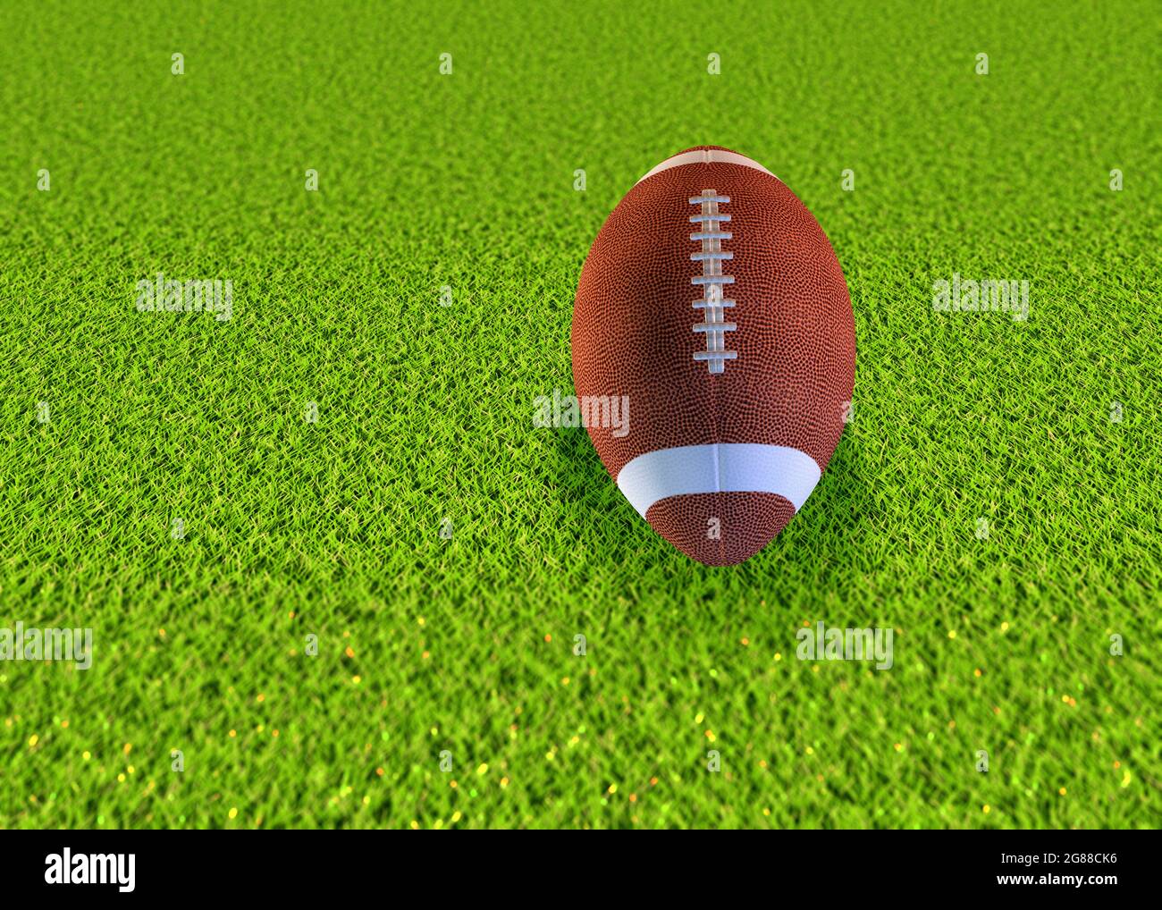 Digitally rendered rugby ball on the green grass background Stock Photo ...
