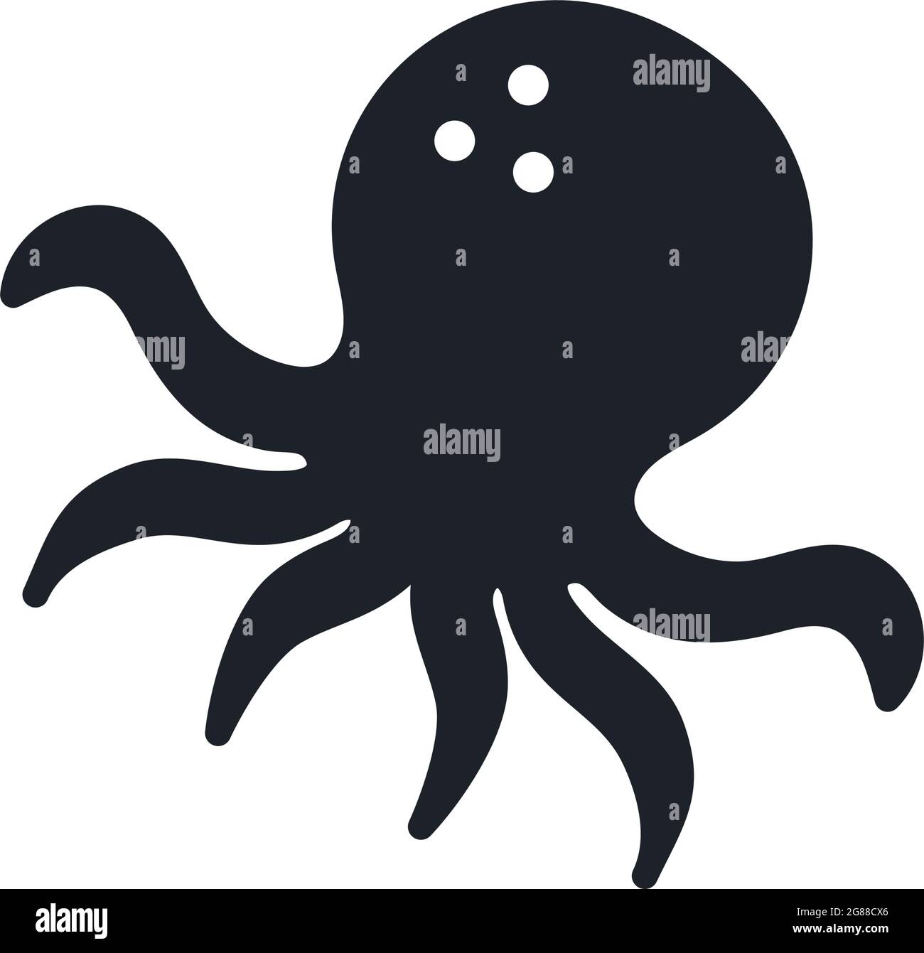 Octopus silhouette. Black isolated silhouettes. Fill solid icon. Modern ...