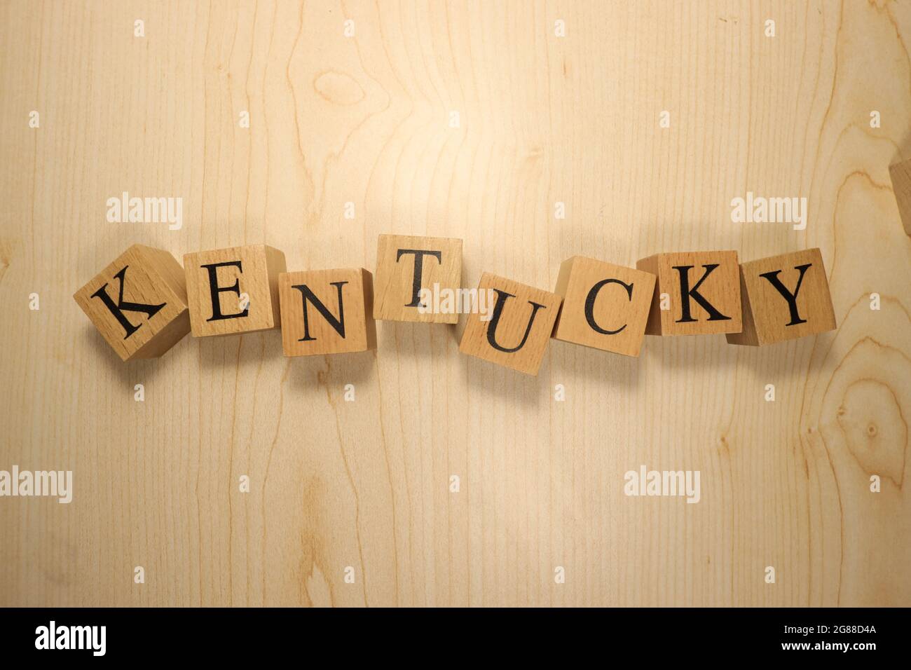 The word Kentucky was created from wooden letter cubes. Cities and ...