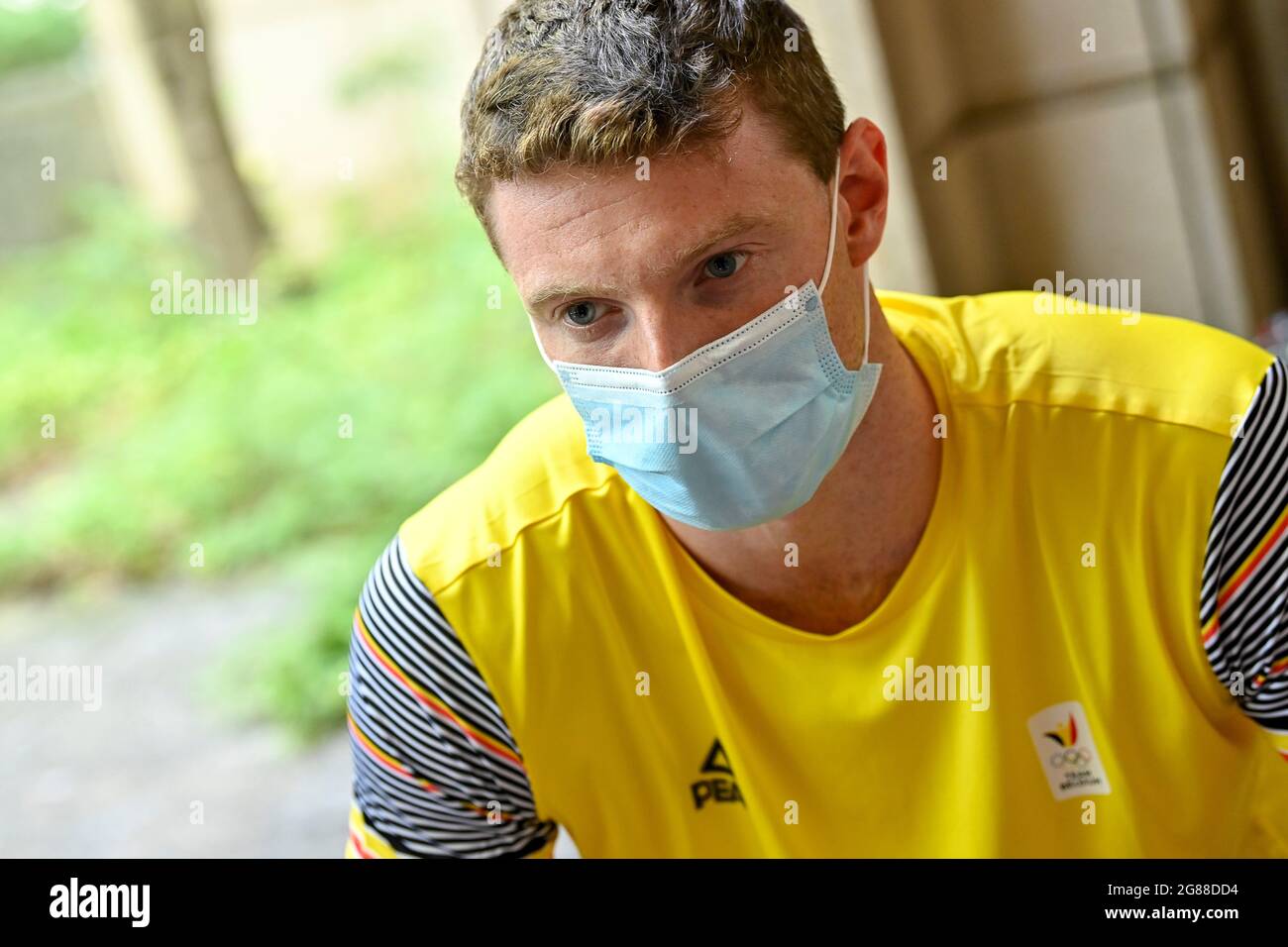 Belgian athlete Louis Croenen pictured after a training session in ...