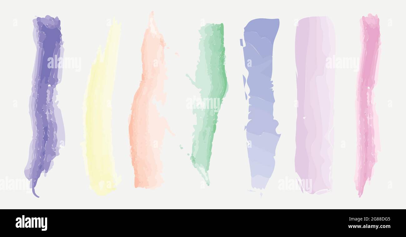 Various strokes of color paint on white background - Vector ...