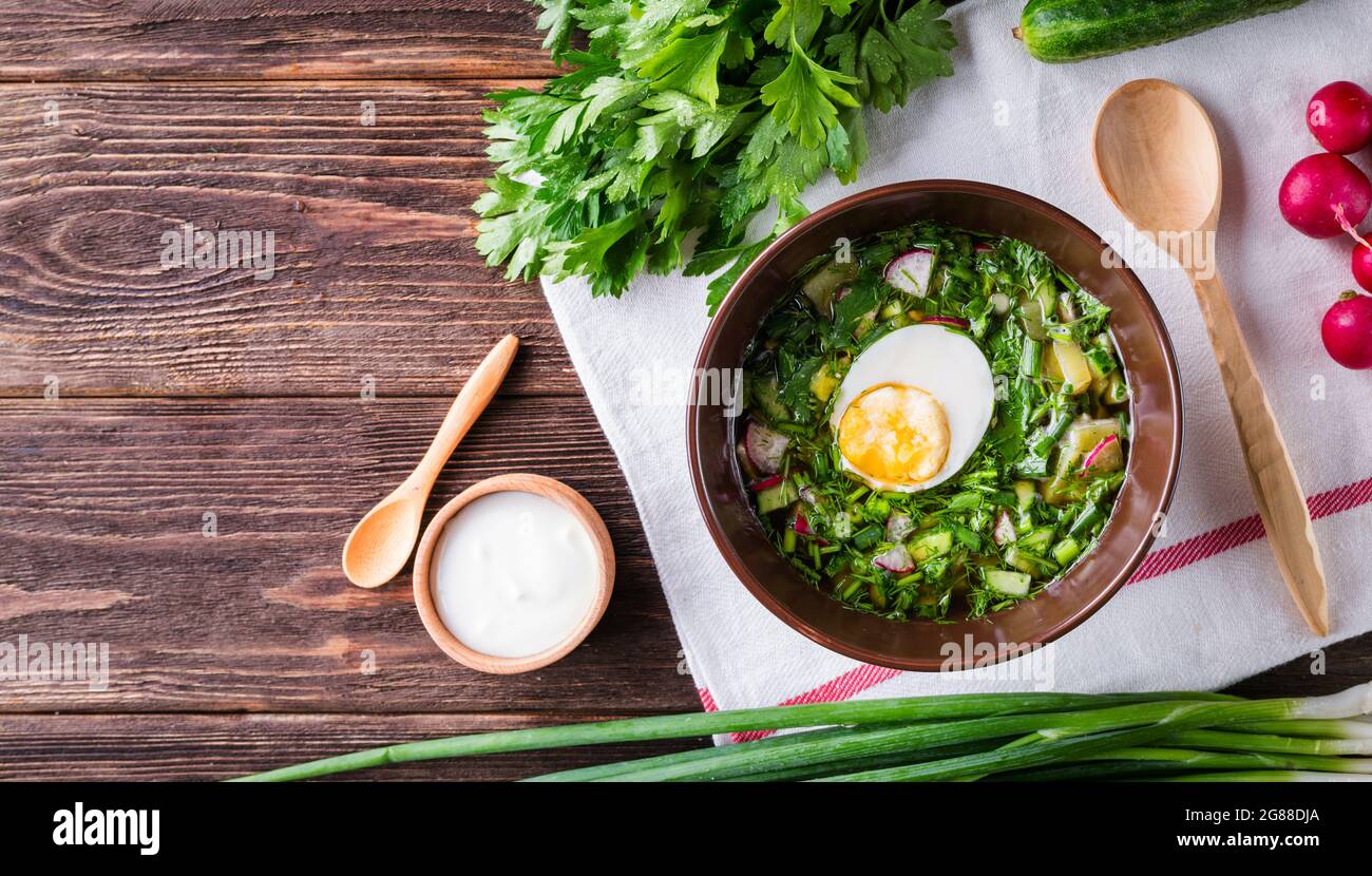 Cold soup kvass dill hi-res stock photography and images - Alamy