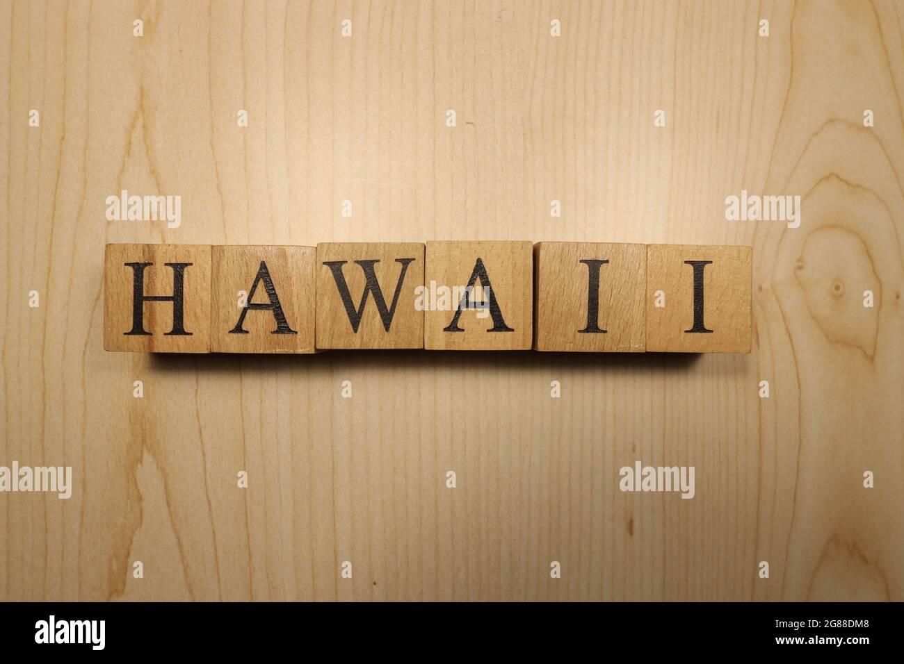 Hawaii word created from wooden letter cubes. Cities and words. close ...