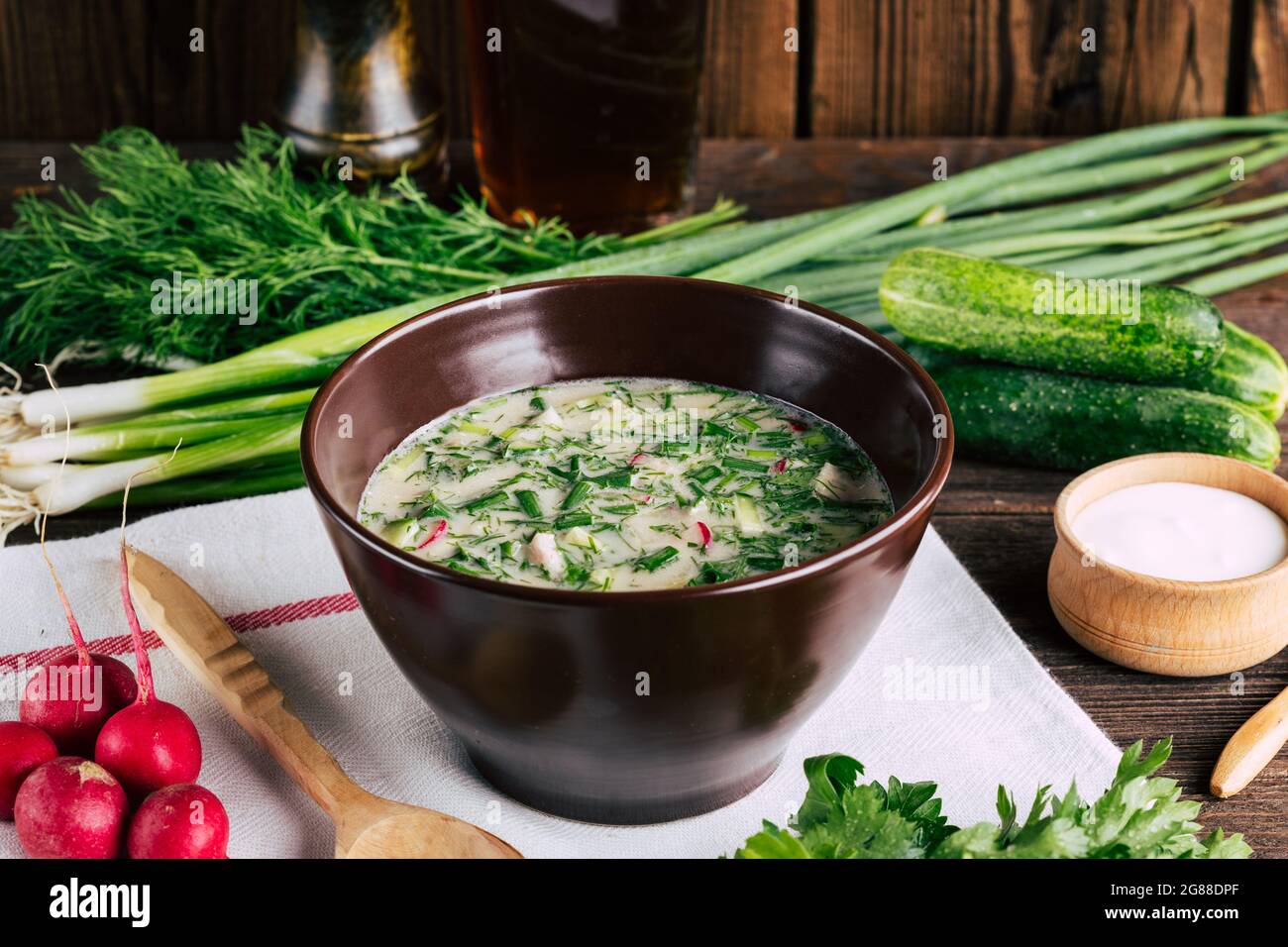 Cold soup kvass dill hi-res stock photography and images - Alamy