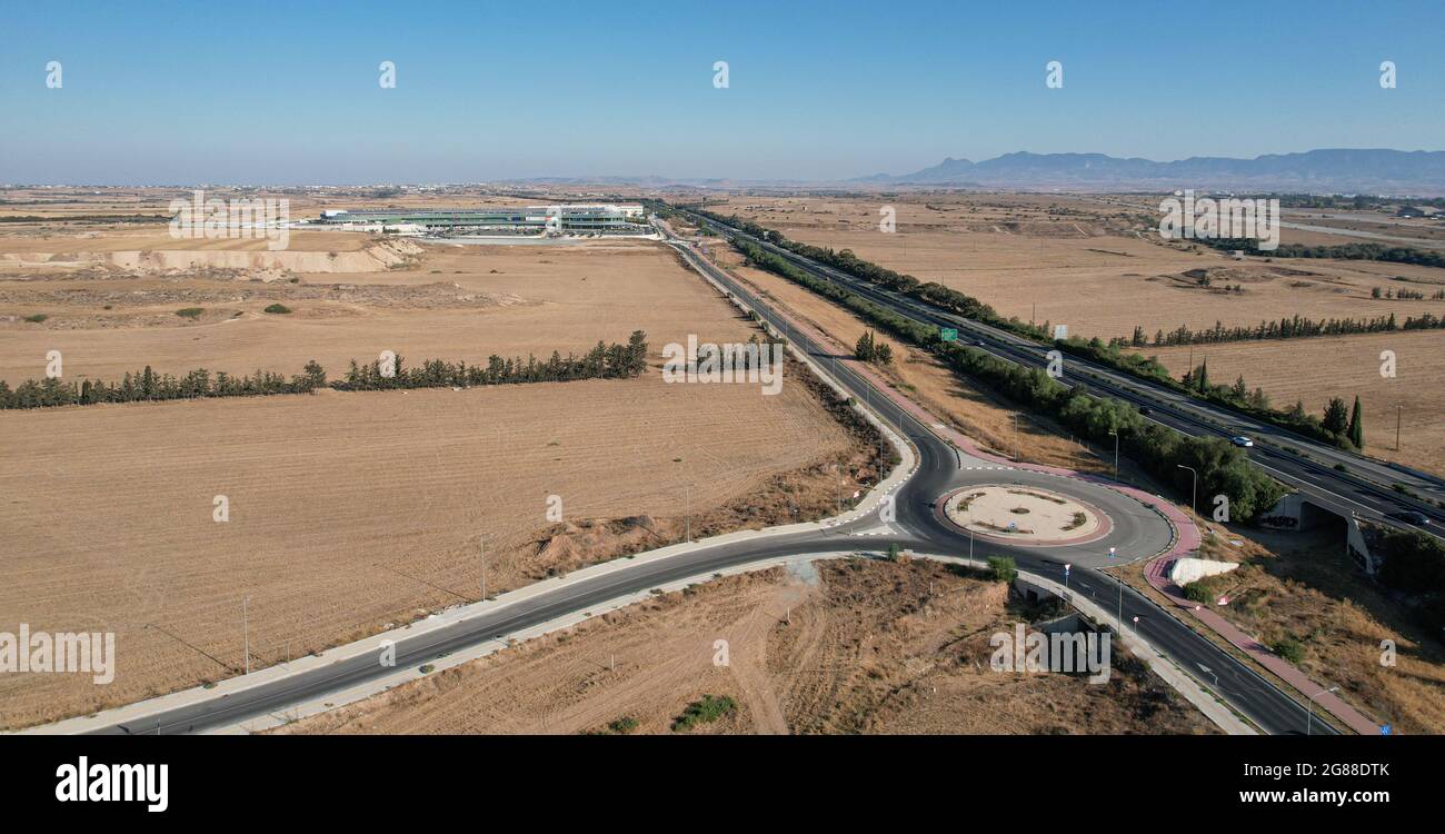 Aerial view of highway road and new transportation construction ...