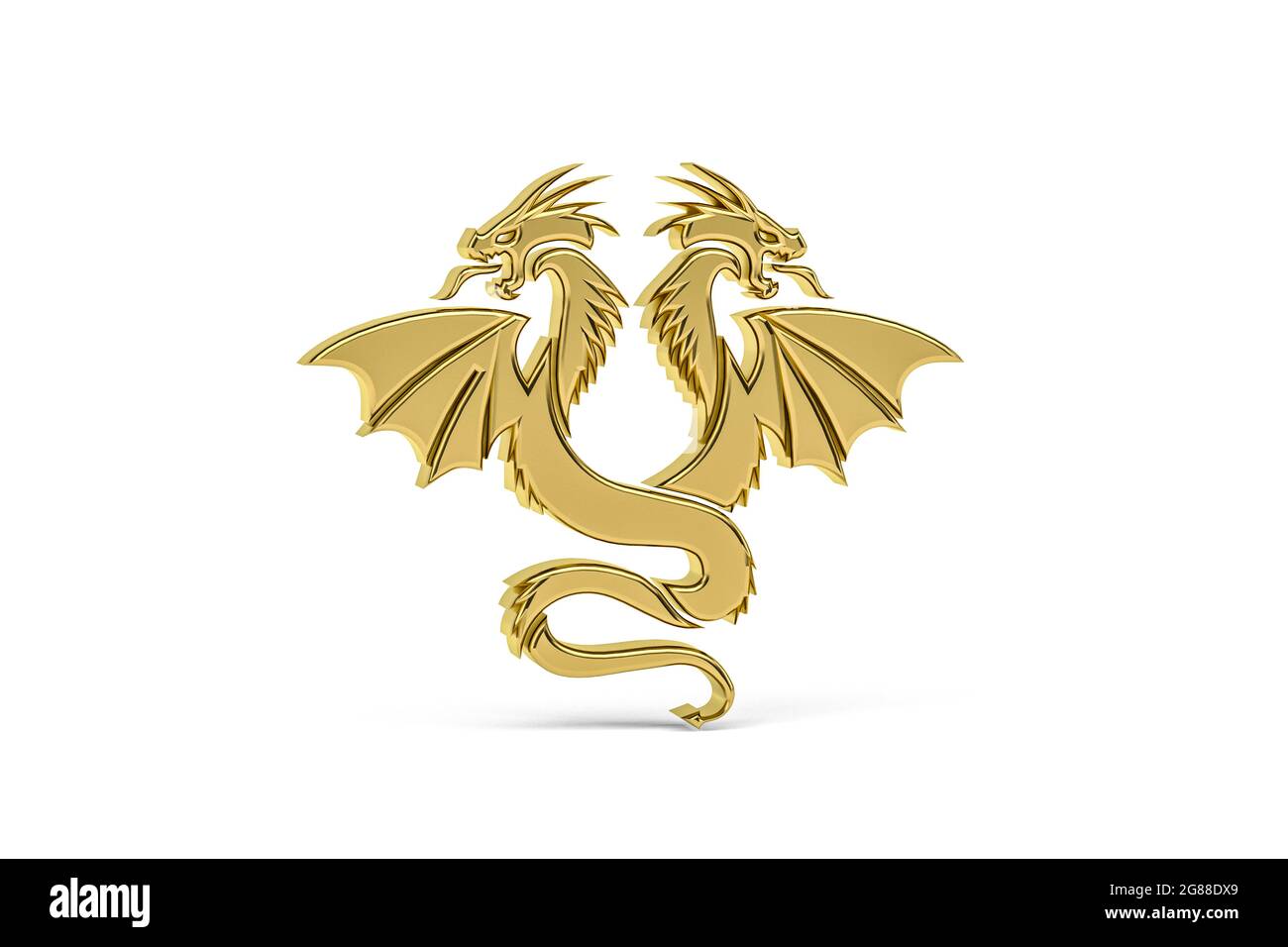 Golden 3d dragon icon isolated on white background - 3d render Stock ...