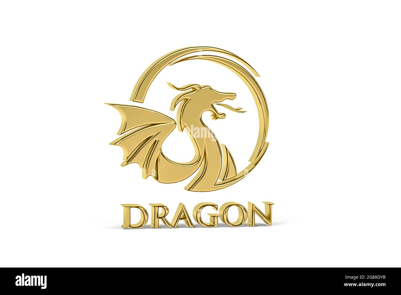 Golden 3d dragon icon isolated on white background - 3d render Stock ...
