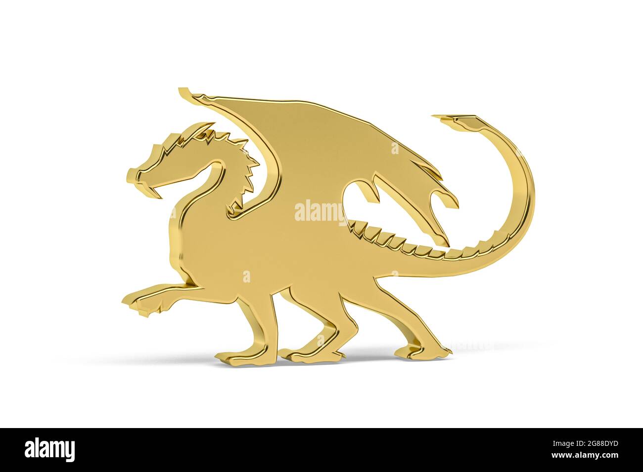 Golden 3d dragon icon isolated on white background - 3d render Stock ...