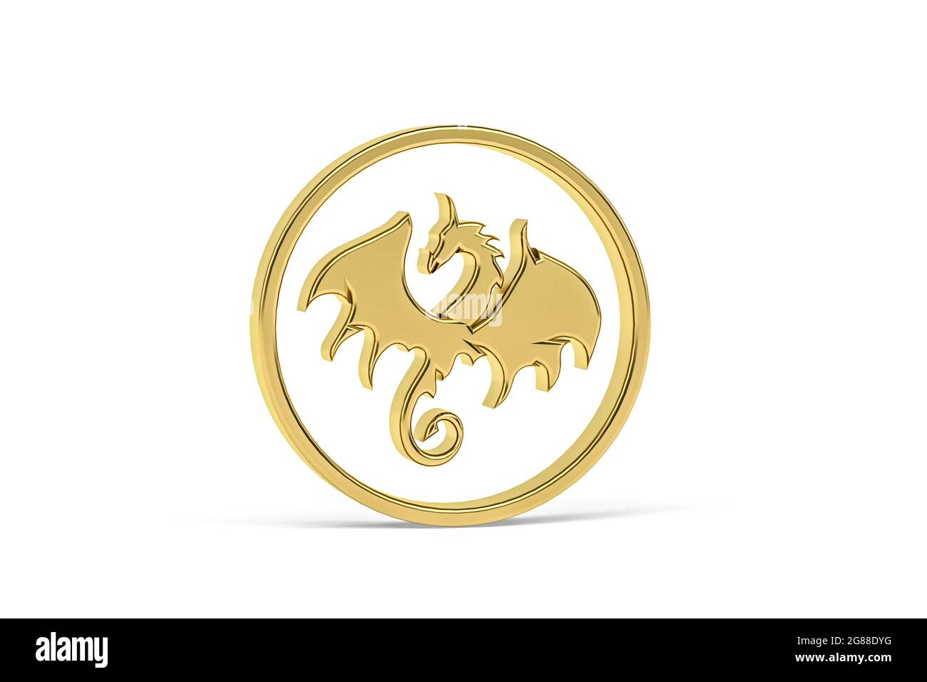 Golden 3d dragon icon isolated on white background - 3d render Stock ...