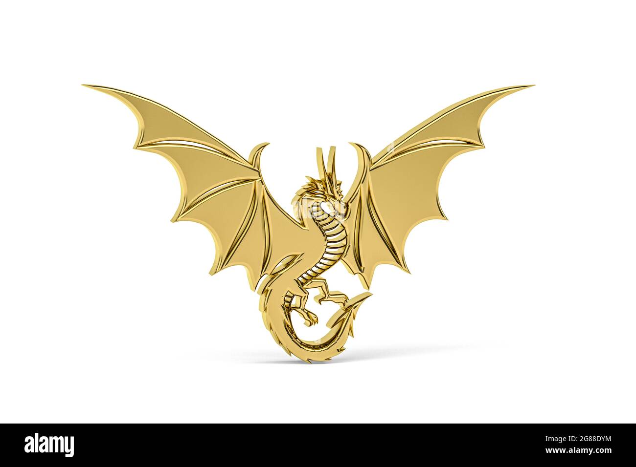 Golden 3d dragon icon isolated on white background - 3d render Stock ...