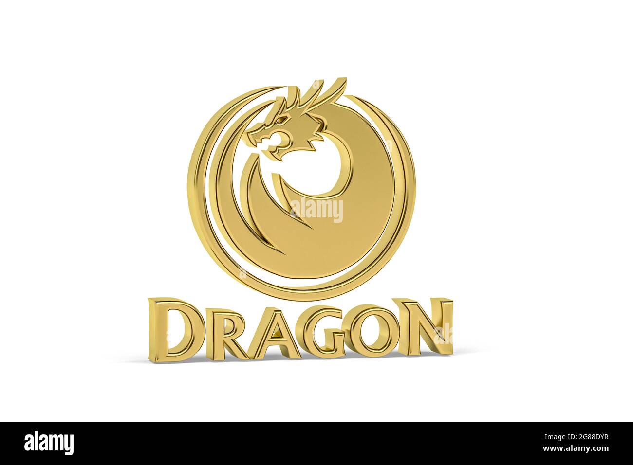Golden 3d dragon icon isolated on white background - 3d render Stock ...
