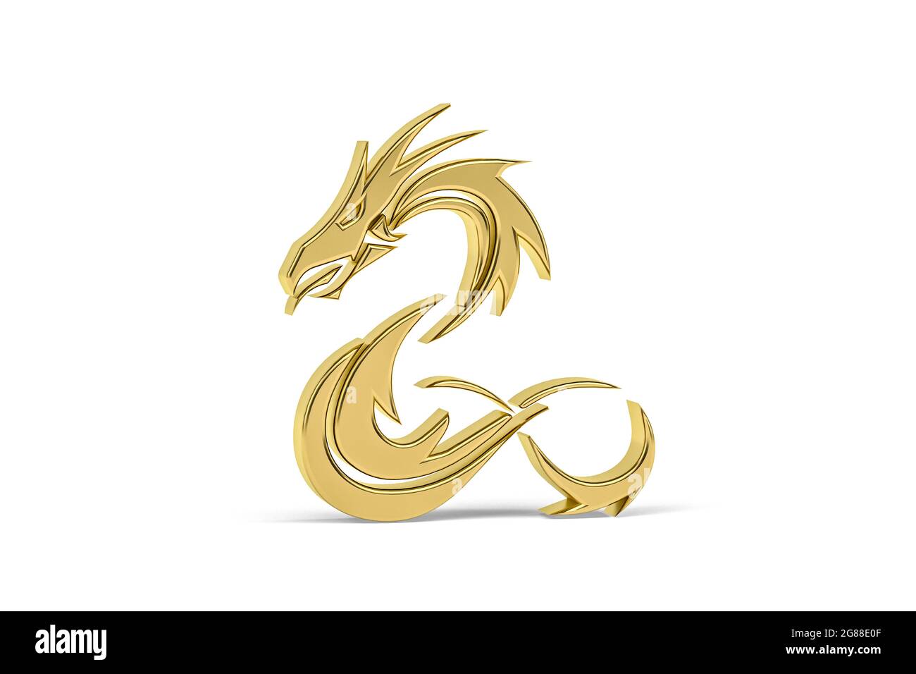 Golden 3d dragon icon isolated on white background - 3d render Stock ...