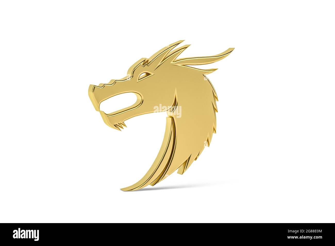 Golden 3d dragon icon isolated on white background - 3d render Stock ...