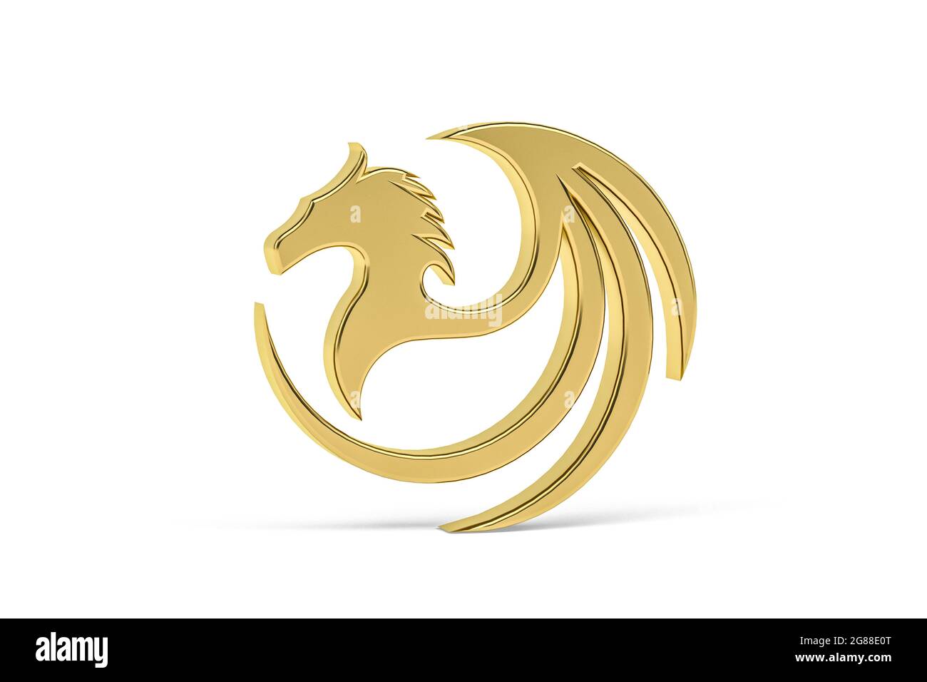 Golden 3d dragon icon isolated on white background - 3d render Stock ...