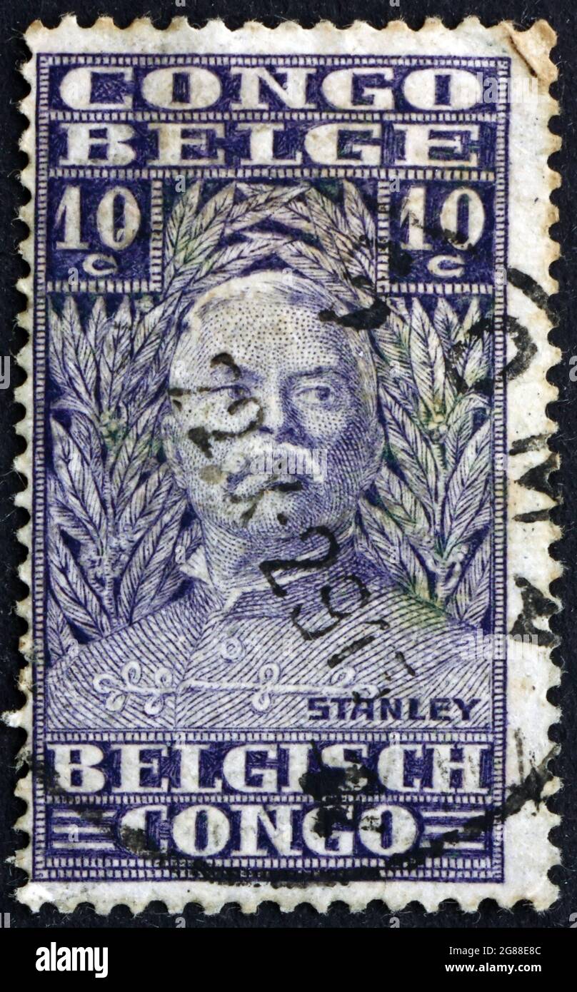 BELGIAN CONGO - CIRCA 1928: a stamp printed in Belgian Congo shows Sir ...
