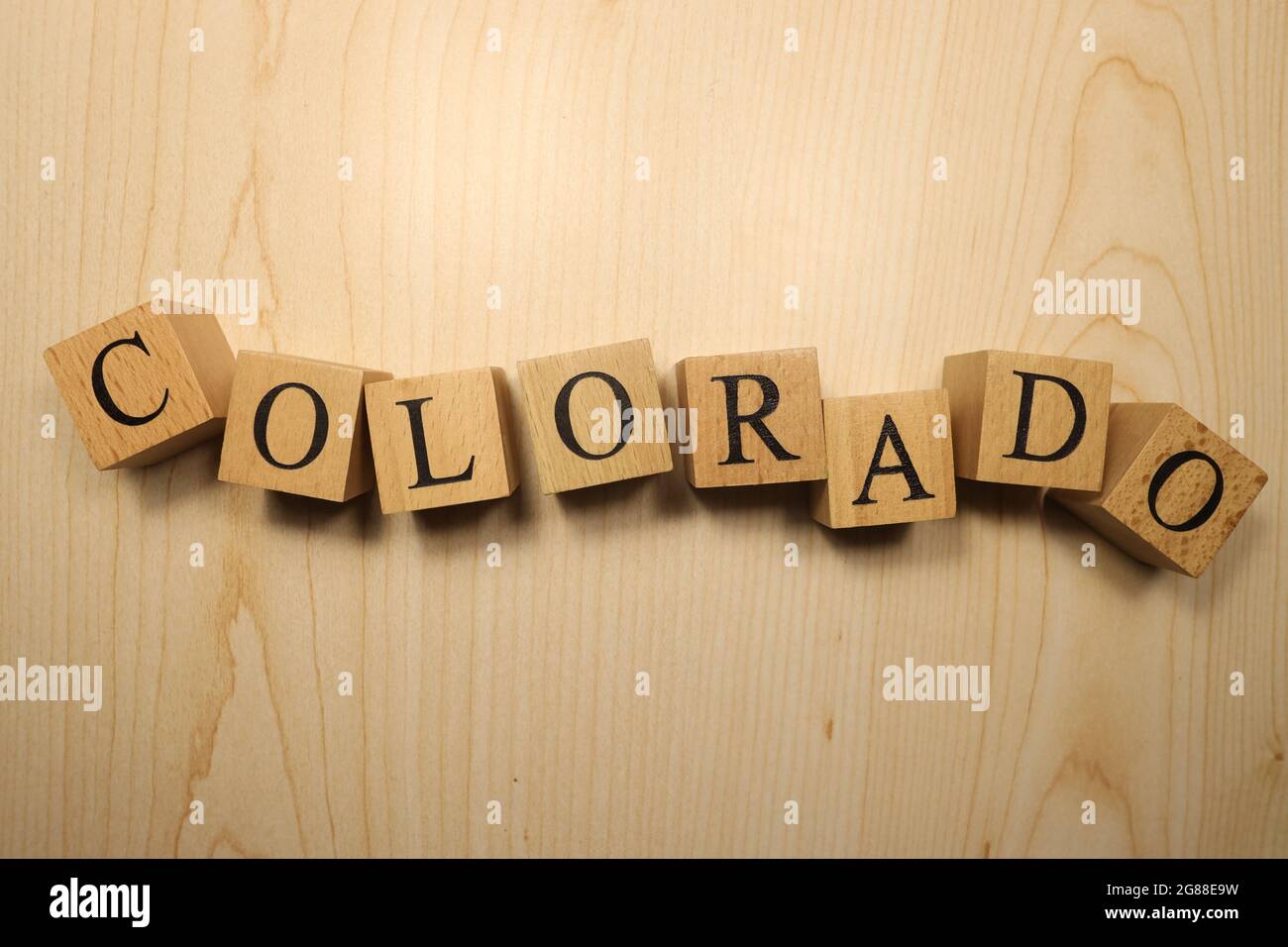 The word Colorado was created from wooden letter cubes. Cities and ...