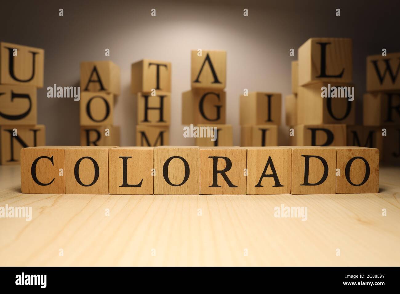 The word Colorado was created from wooden letter cubes. Cities and ...