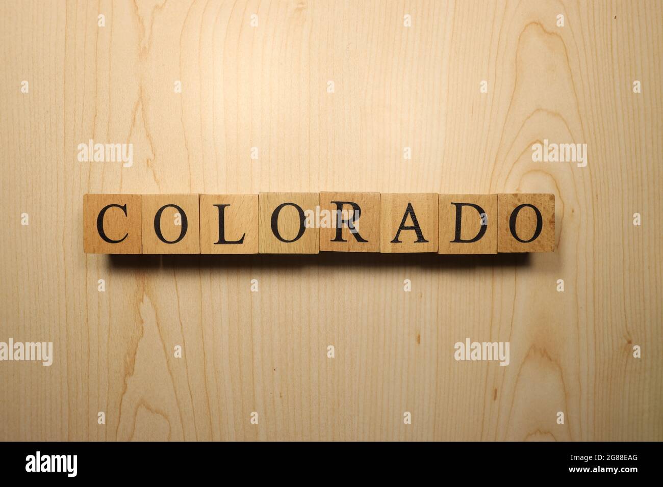 The word Colorado was created from wooden letter cubes. Cities and ...
