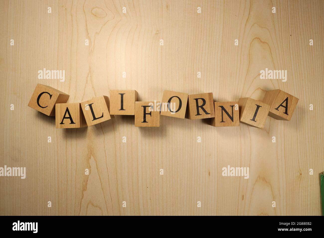 The word California was created from wooden letter cubes. Cities and ...