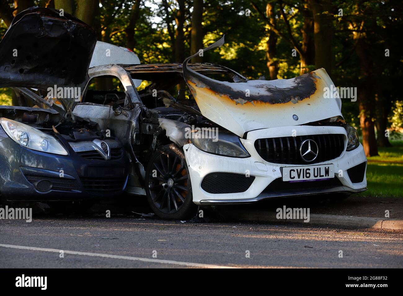 Thieves stole a Vauxhall Corsa and crashed into a parked Mercedes C220 ...