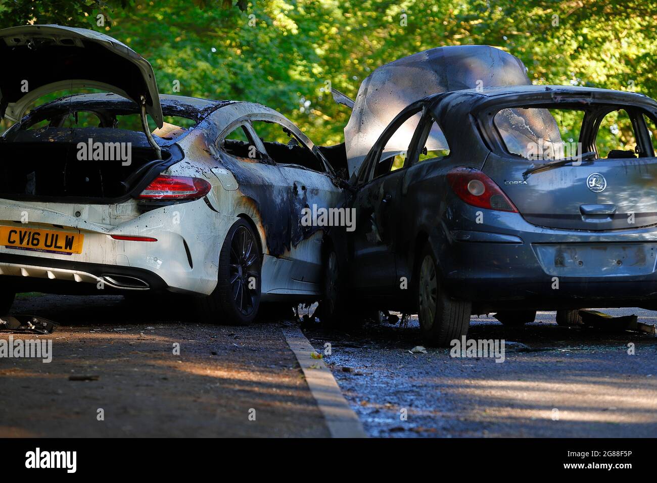 Thieves stole a Vauxhall Corsa and crashed into a parked Mercedes C220 ...
