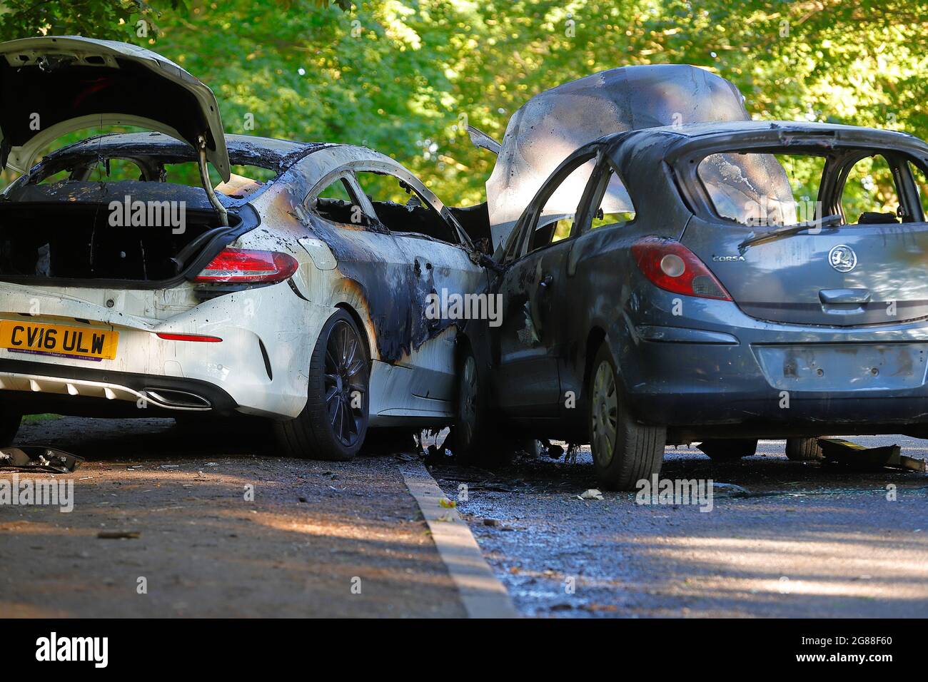 Thieves stole a Vauxhall Corsa and crashed into a parked Mercedes C220 ...