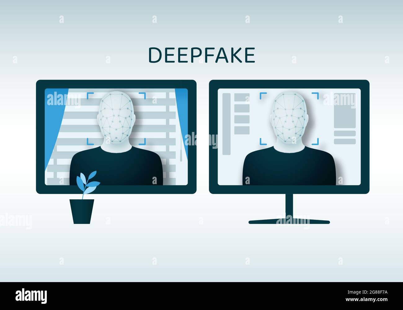 Biometric identification of a person's face using AI and superimposing ...