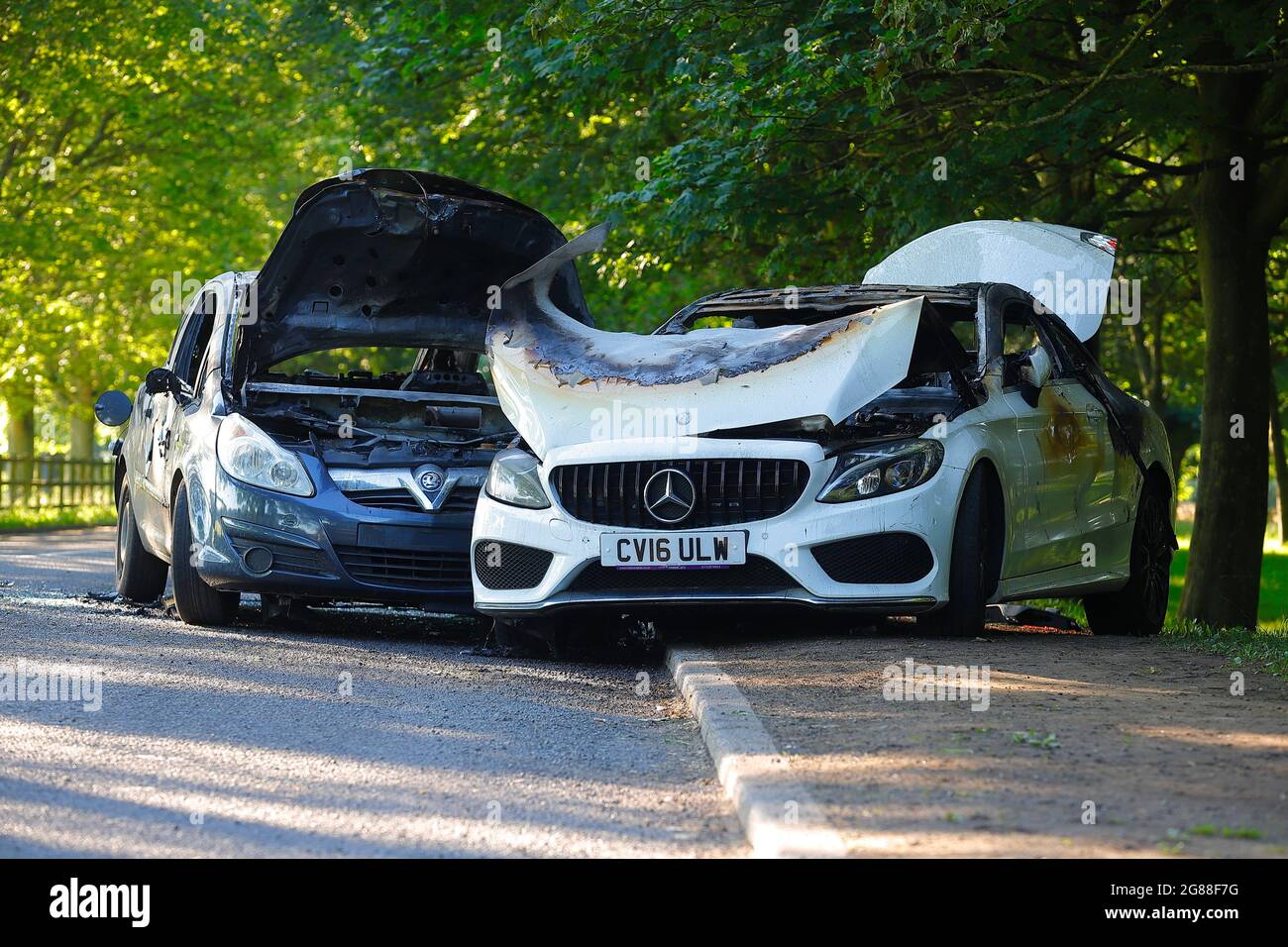 Thieves stole a Vauxhall Corsa and crashed into a parked Mercedes C220 ...