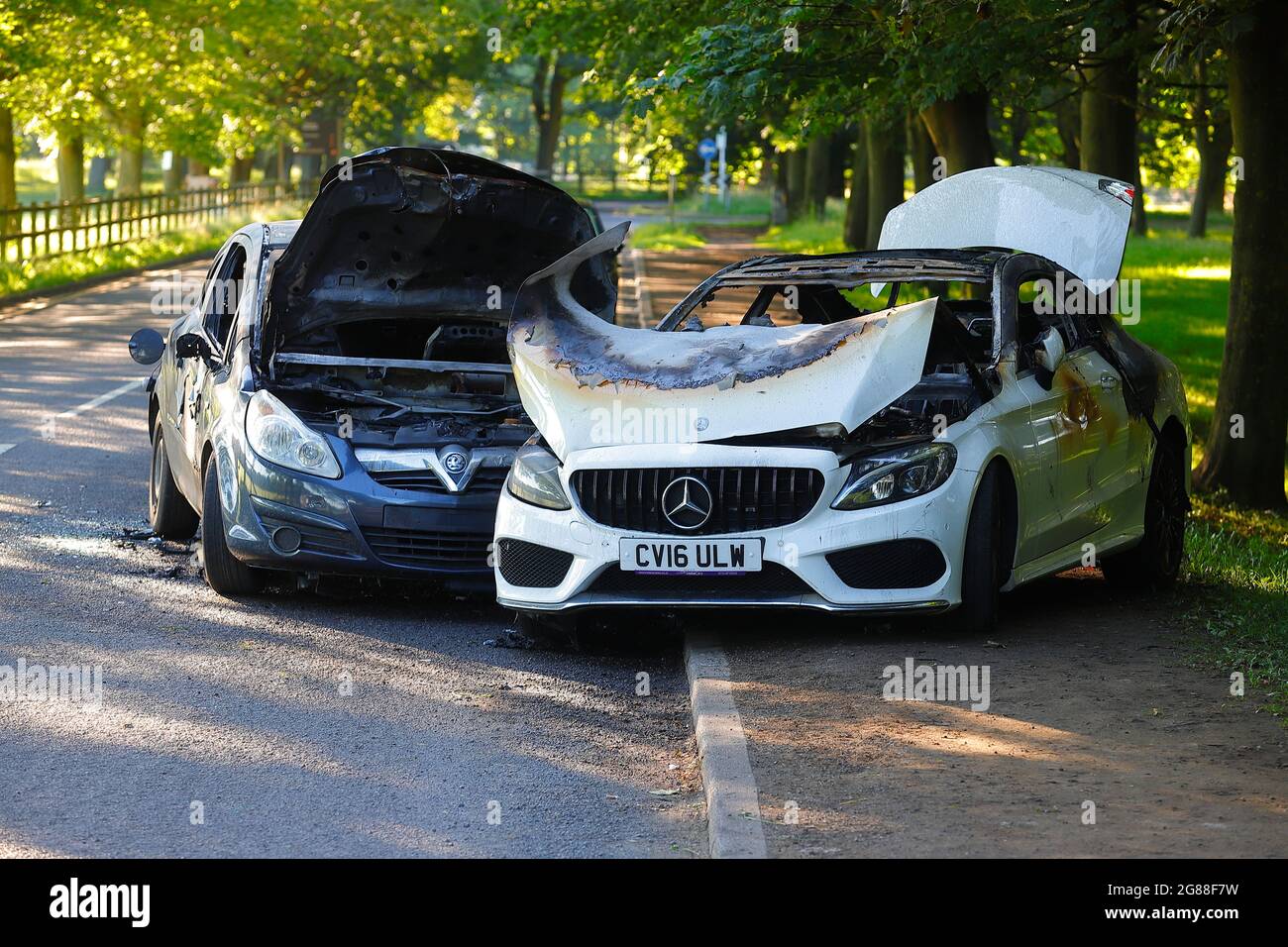 Thieves stole a Vauxhall Corsa and crashed into a parked Mercedes C220 ...