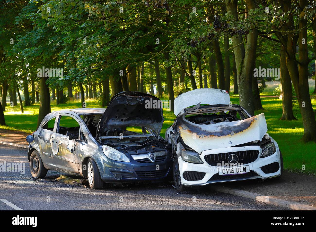Thieves stole a Vauxhall Corsa and crashed into a parked Mercedes C220 ...