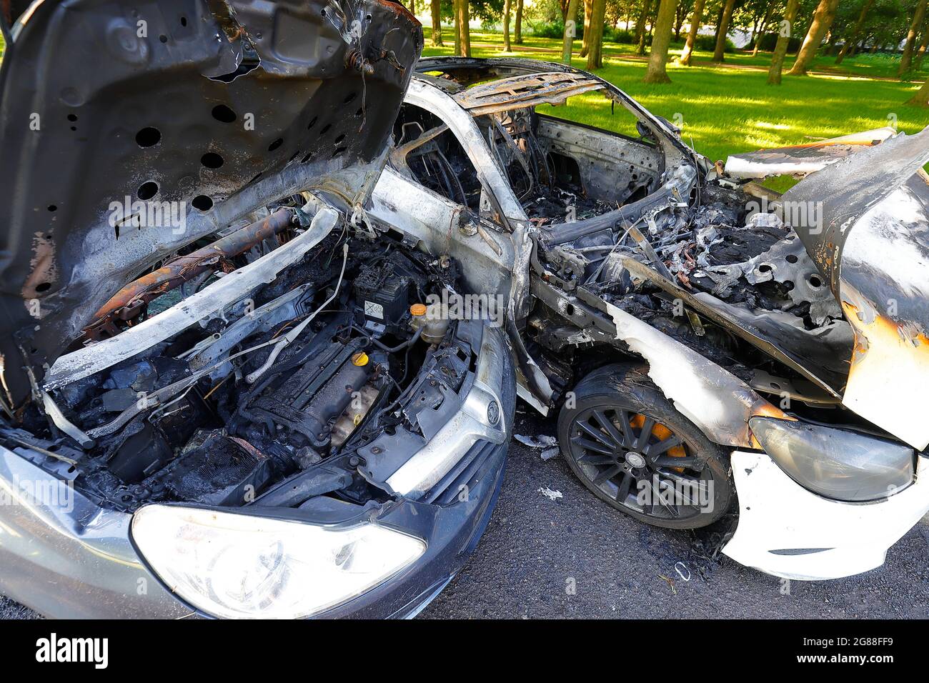 Thieves stole a Vauxhall Corsa and crashed into a parked Mercedes C220 ...