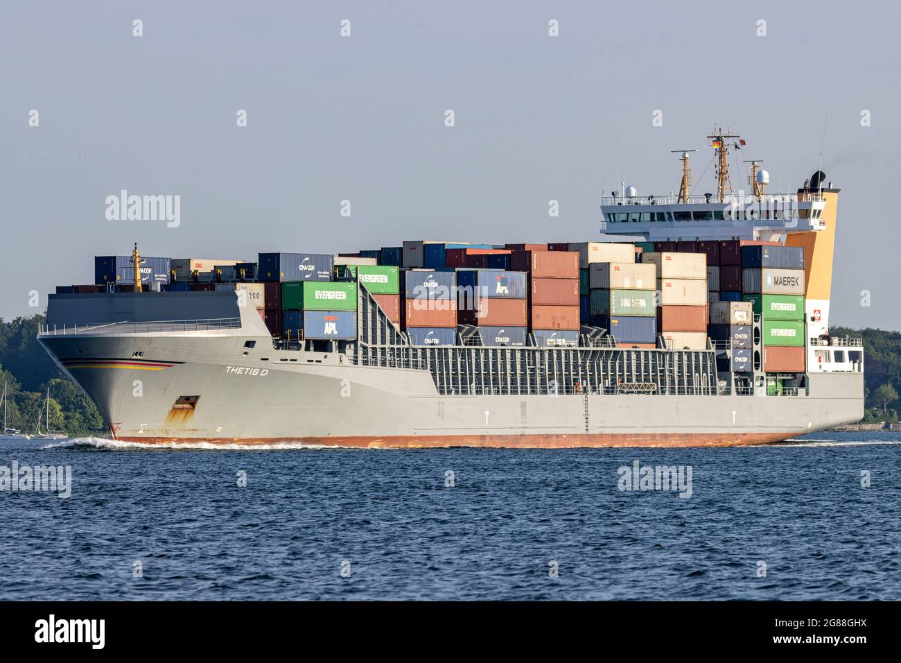 container ship THETIS D in the Kiel Fjord Stock Photo - Alamy