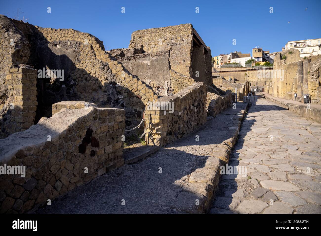 Ruins, streets and buildings of ancient roman town Ercolano ...