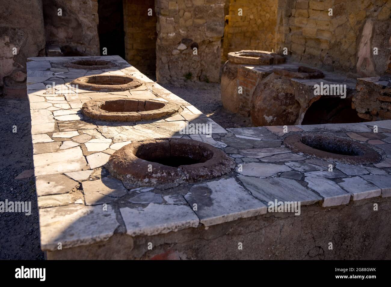 Thermopolium or Taberna (cook-shop) in Ercolano - Herculaneum, ancient ...