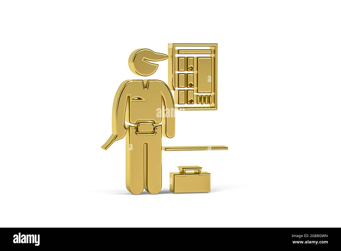 Golden 3d electrician icon isolated on white background - 3d render ...