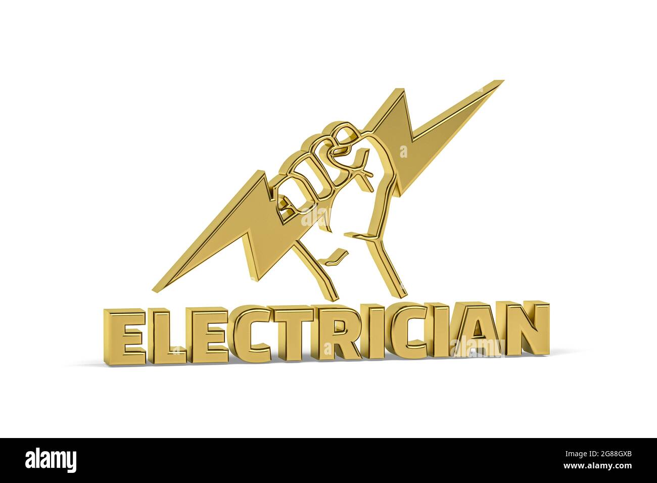 Golden 3d electrician icon isolated on white background - 3d render ...